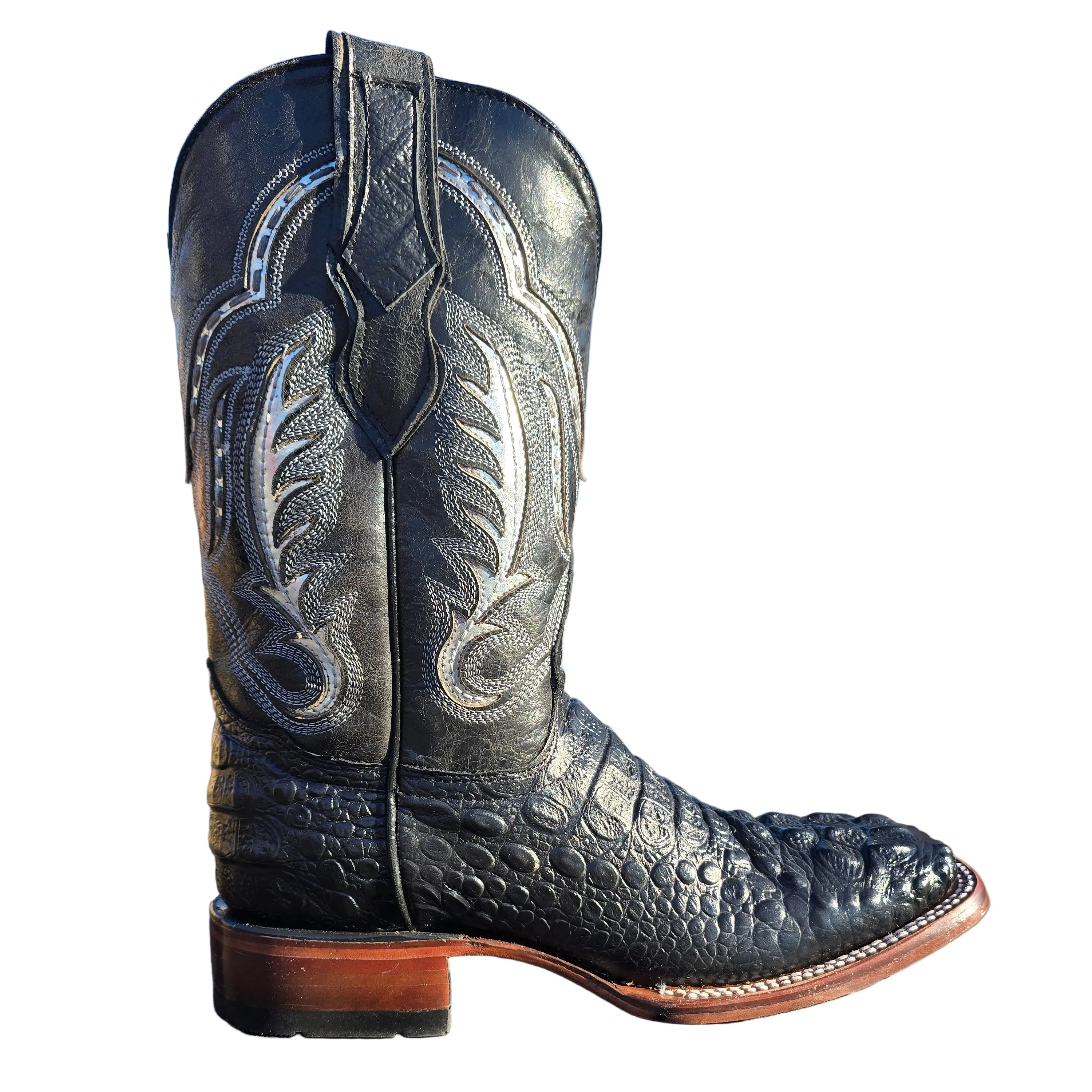RED DIAMOND CAIMAN PRINT BOOT (BLACK) Wide Square Toe Cowboy Boot ...